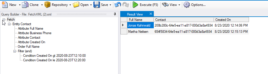 Using Fetchxmlweb Api To Query Data Between Timestampsminute Part In Cds